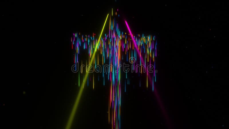Isolated Falling Colorful Light Streak Holy Cross with Light Beams ...