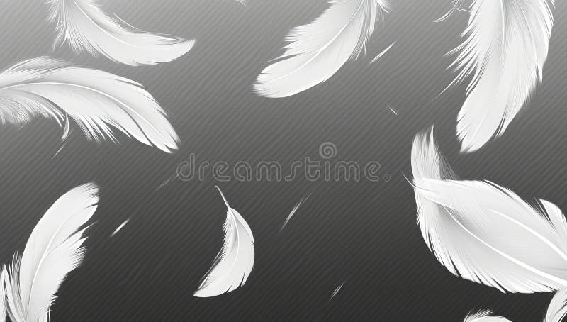 Isolated Falling Feather, Realistic 3D Illustration of Falling Feathers ...