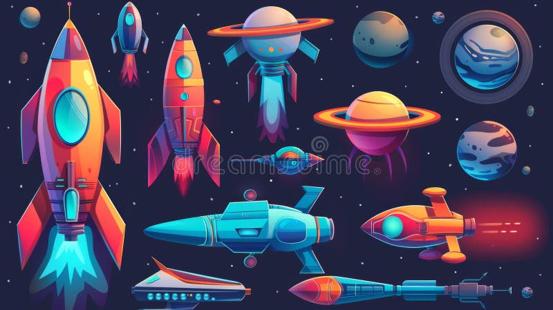 Isolated Fantasy Cosmic Objects: UFOs, Rockets with Planets or ...