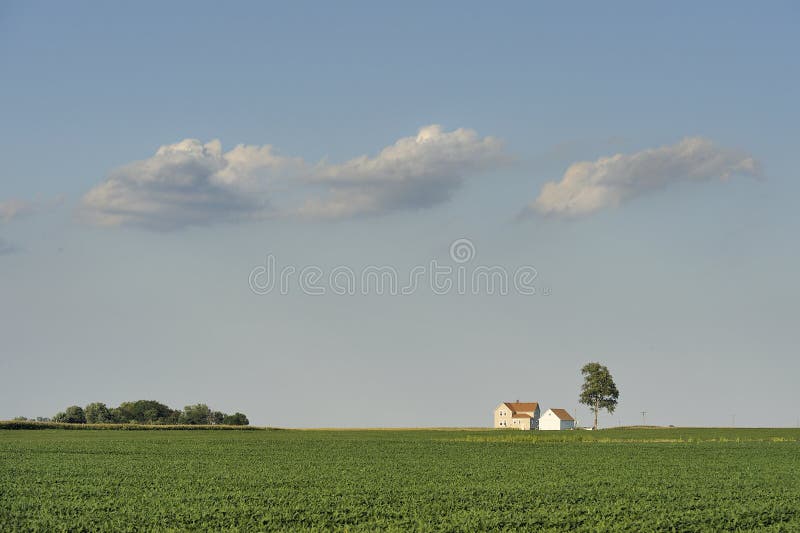 Isolated Farm House Under Three Clouds Stock Photo - Image of midwest ...