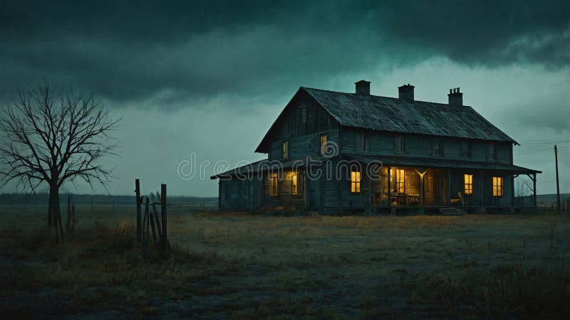 Rustic Farmhouse at Dusk Wallpaper Stock Photo - Image of cloudy, rural ...