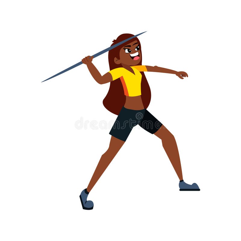 Isolated Female Character Throwing A Javelin Stock Vector