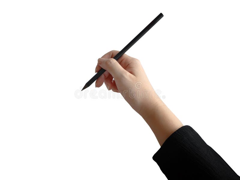 Isolated Female Hand Holding Black Pencil Writing, for Presentation ...