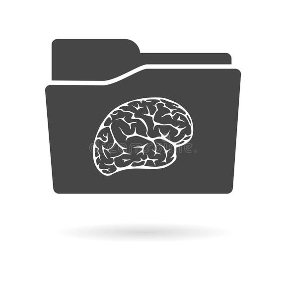 Isolated File Folder Icon with a Brain Stock Vector - Illustration of ...
