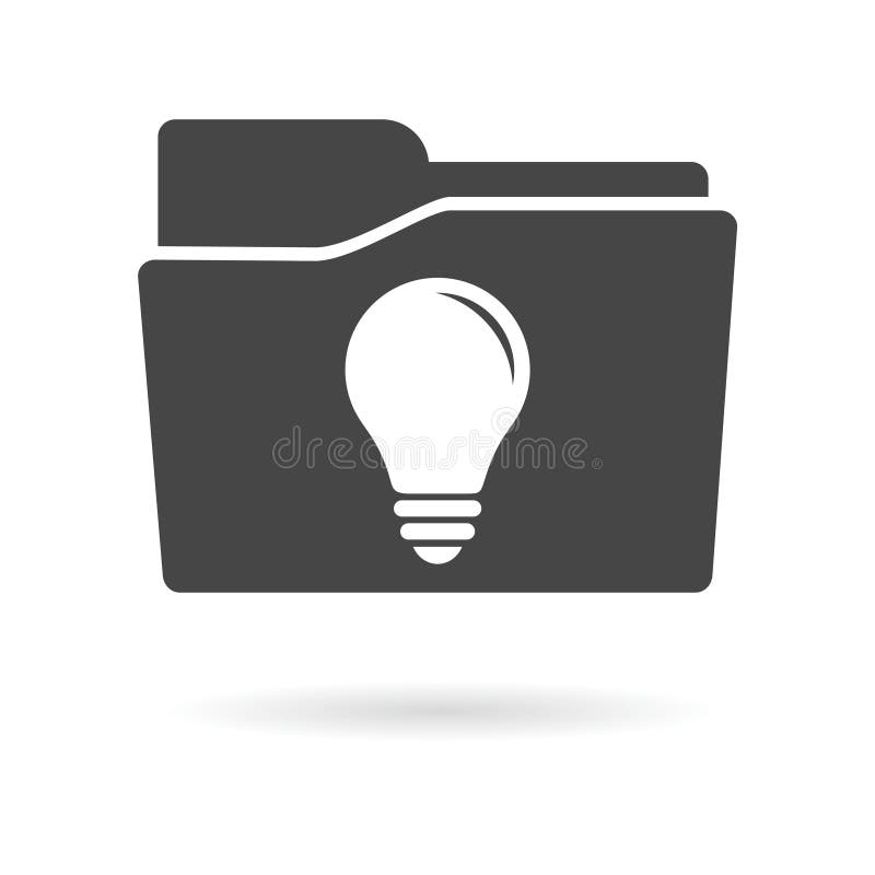 Isolated File Folder Icon with a Light Bulb Stock Vector - Illustration ...