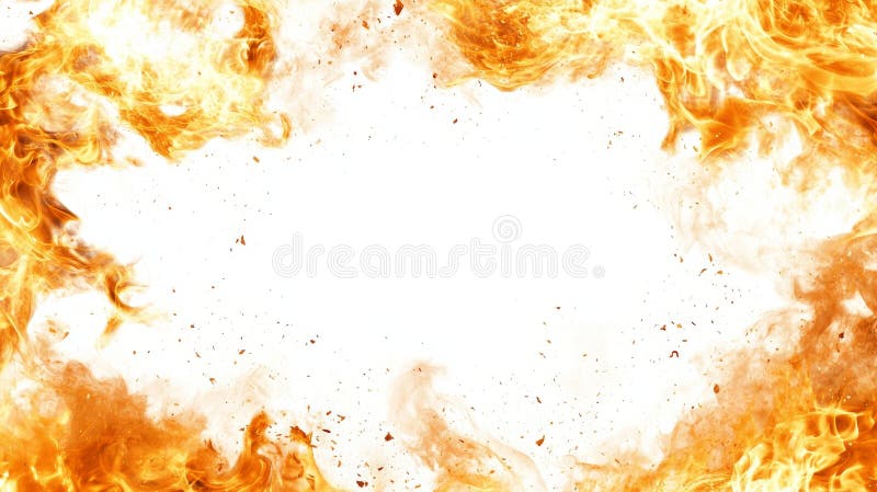 Isolated Fire Flame and Flying Particles on a White or Transparent ...