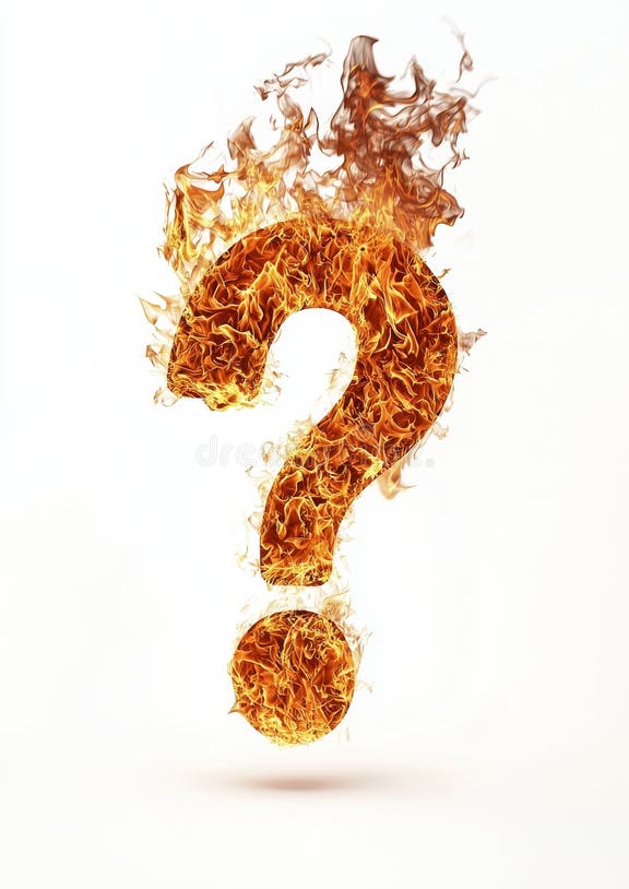 An Isolated Fire Question Mark Against a Transparent Background. Stock ...