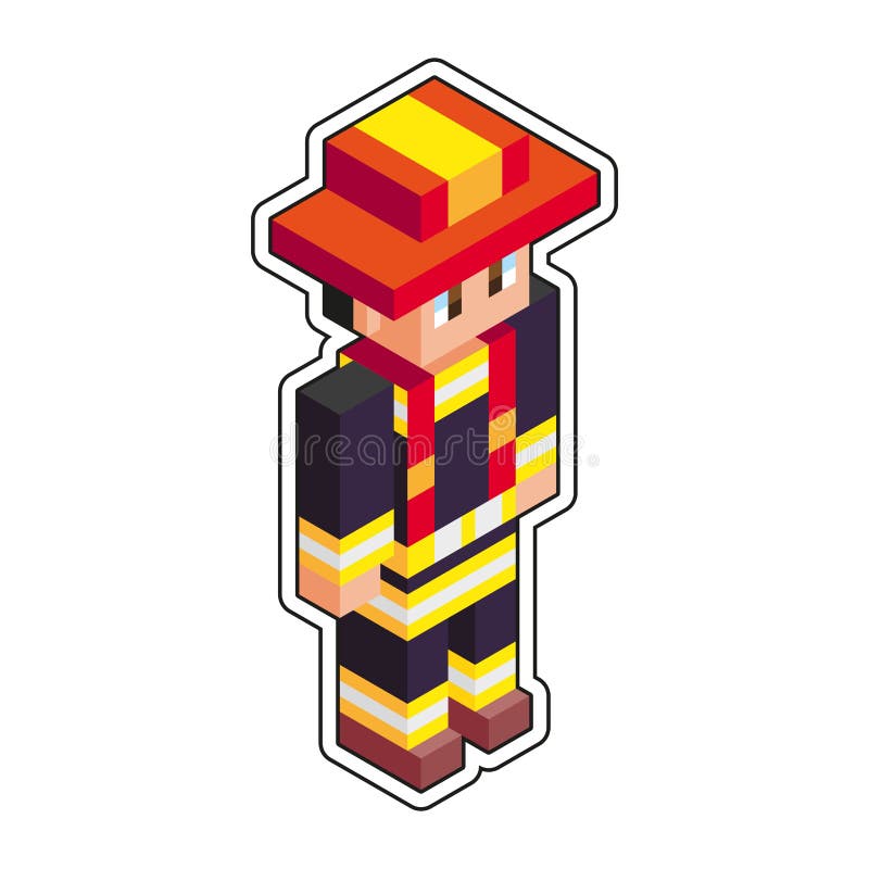 Isolated Fireman Minecraft Vector Illustration Stock Vector ...