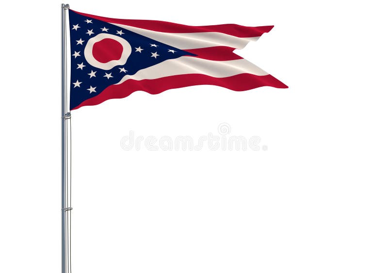 Isolated Flag of the US State of Ohio is Flying in the Wind, 3d Stock ...