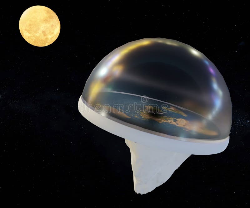 Isolated Flat Planet Earth with Dome and Sun Stock Photo - Image of ...