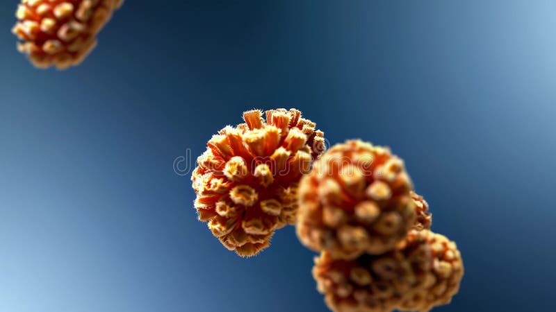 Isolated Floating Pollen Grains Captured with Shallow Depth on Blue ...