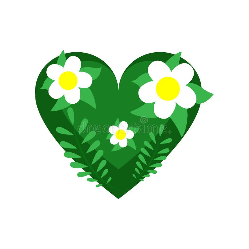 Isolated Floral Heart Shape Valentine Day Symbol Stock Vector