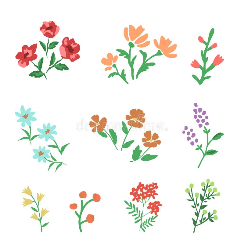 Isolated flowers set stock vector. Illustration of leaf - 238838854