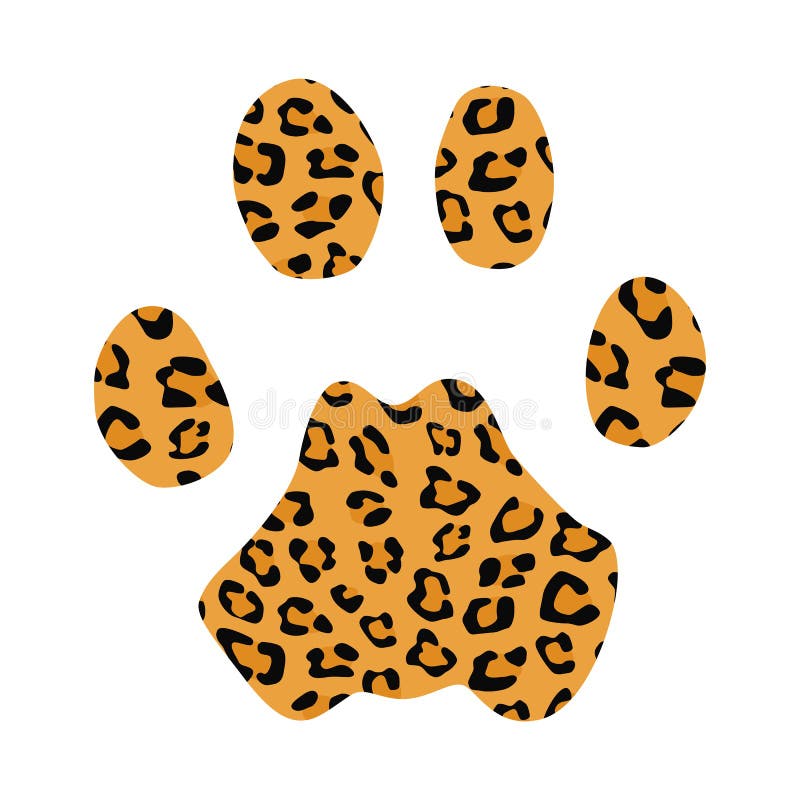 Isolated Footprint of Leopard with Skin Print on White Background ...