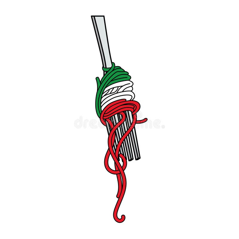 Isolated Fork with Pasta and the Flag of Italy Vector Stock Vector ...