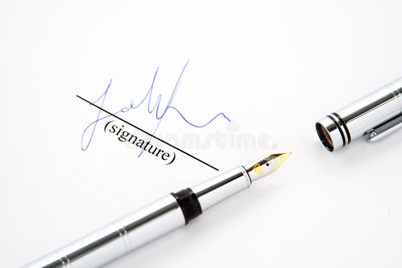 Isolated Fountain Pen on Signed Paper Stock Photo - Image of business ...