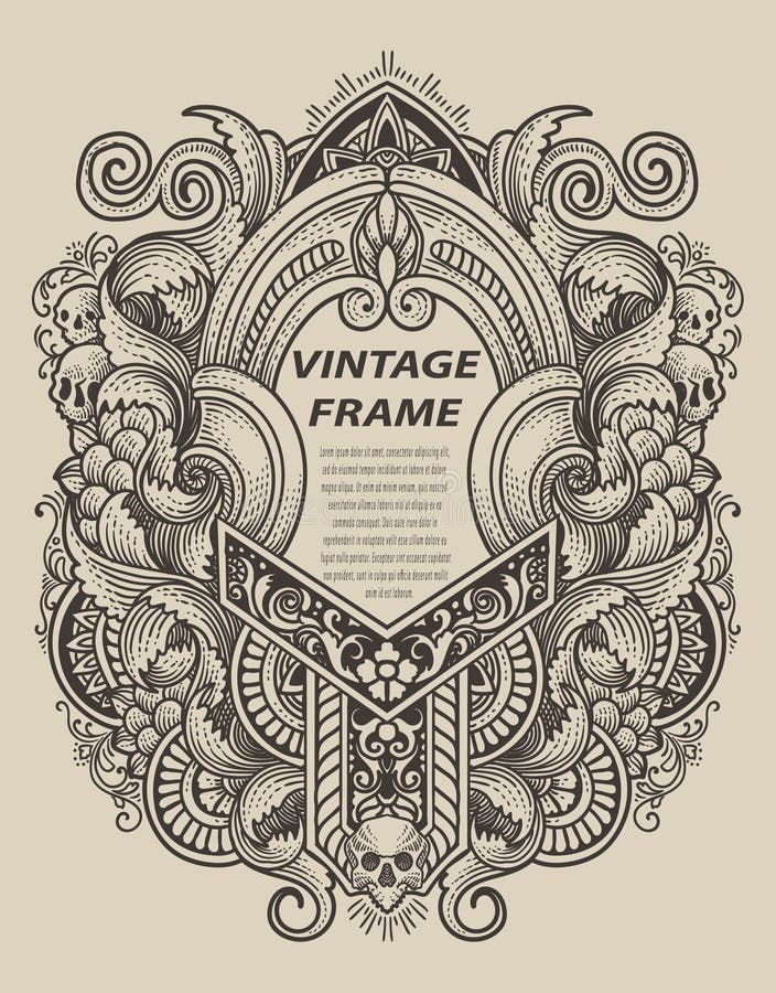 Isolated Frames in Baroque Antique Style. Engraving Ornament Frames ...