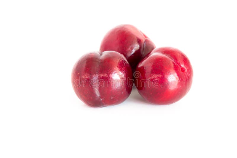 Isolated of Fresh Red Cherry Plum. Stock Image - Image of healthy ...