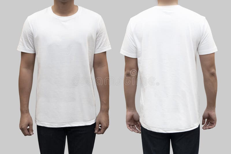 Isolated Front and Back White T-shirt on a Man Body As a Template Stock ...
