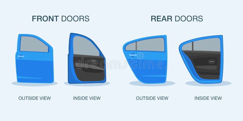 Isolated Front and Rear Car Doors Icon Set. Stock Vector - Illustration ...
