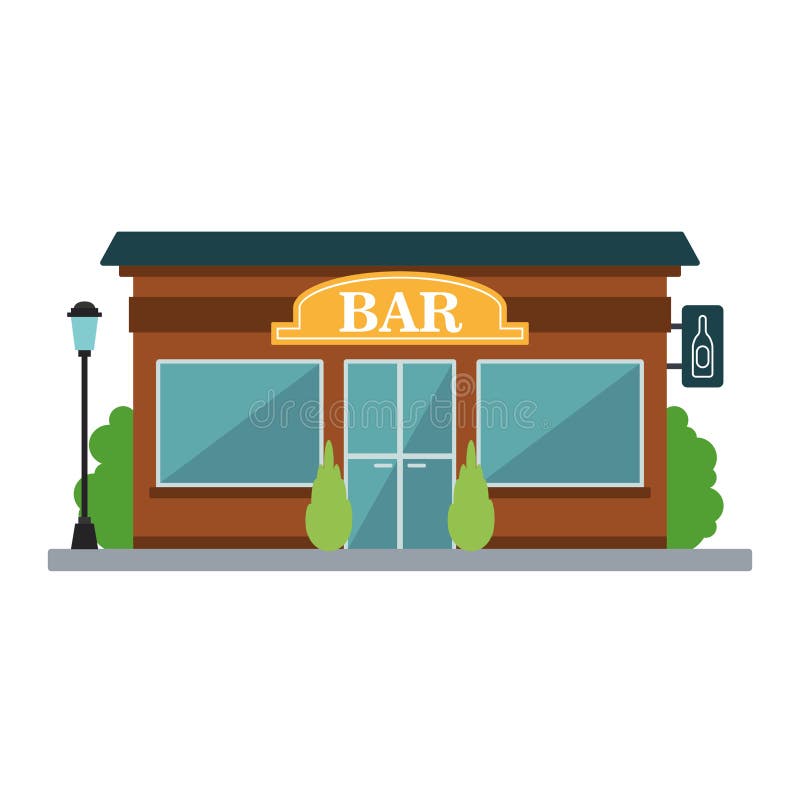 Isolated Front View Bar Building Vector Stock Vector - Illustration of ...