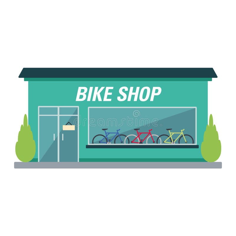 Isolated Front View Bicycle Shop Building Vector Stock Vector ...
