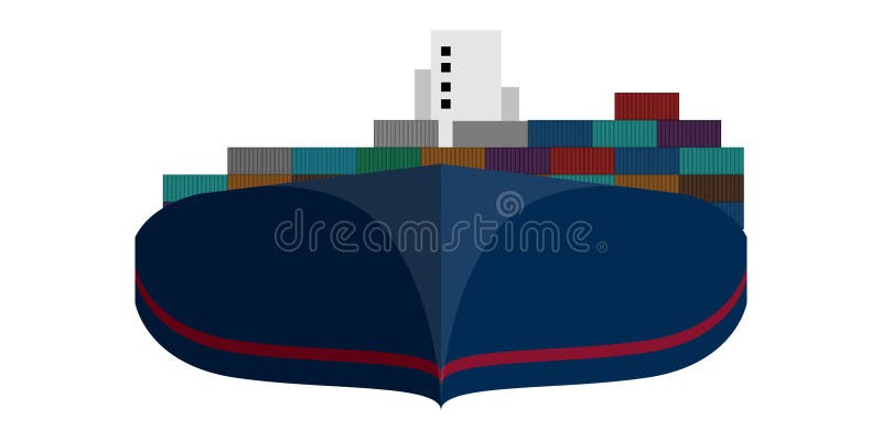Isolated Front View of a Cargo Ship Stock Vector - Illustration of ...