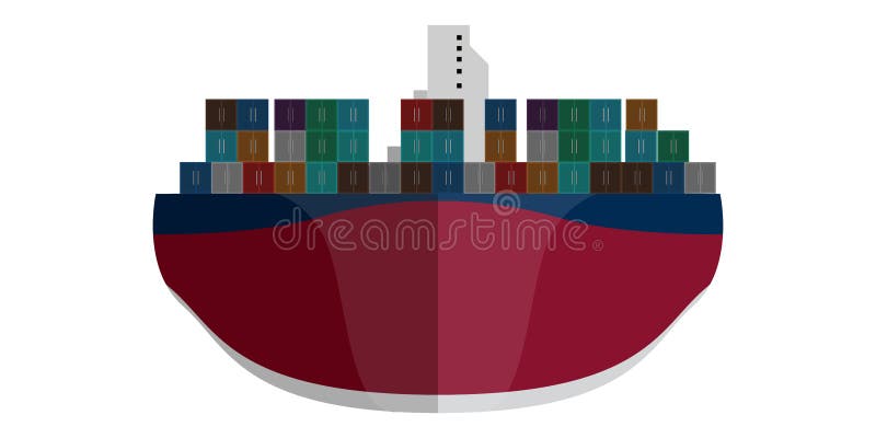 Isolated Front View of a Cargo Ship Stock Vector - Illustration of ...