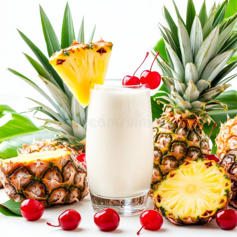 Isolated Front View of Coconut Pineapple Smash Cocktail Drink on ...