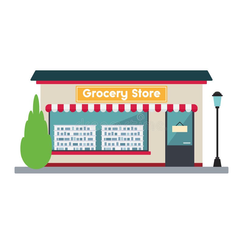 Isolated Front View Grocery Store Building Vector Stock Vector ...