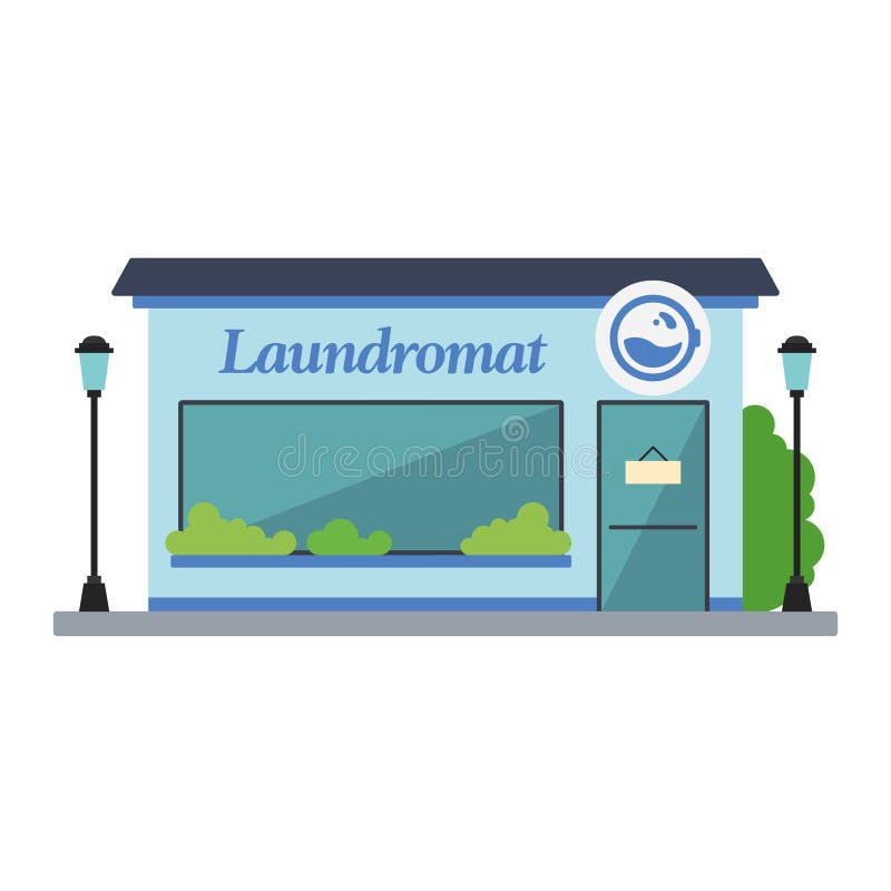 Isolated Front View Laundromat Building Vector Stock Vector ...