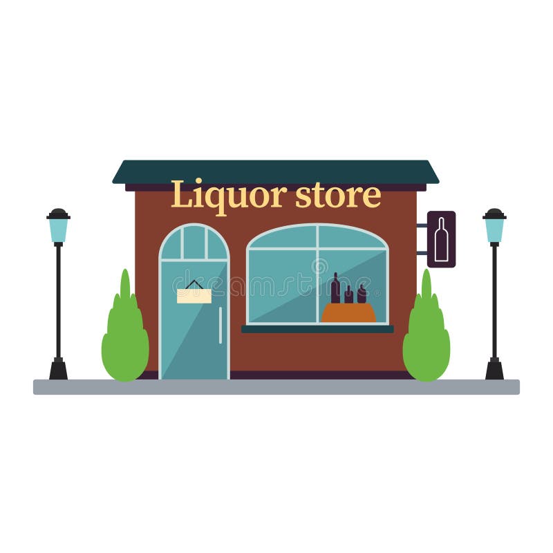 Isolated Front View Liquor Store Building Vector Stock Vector ...