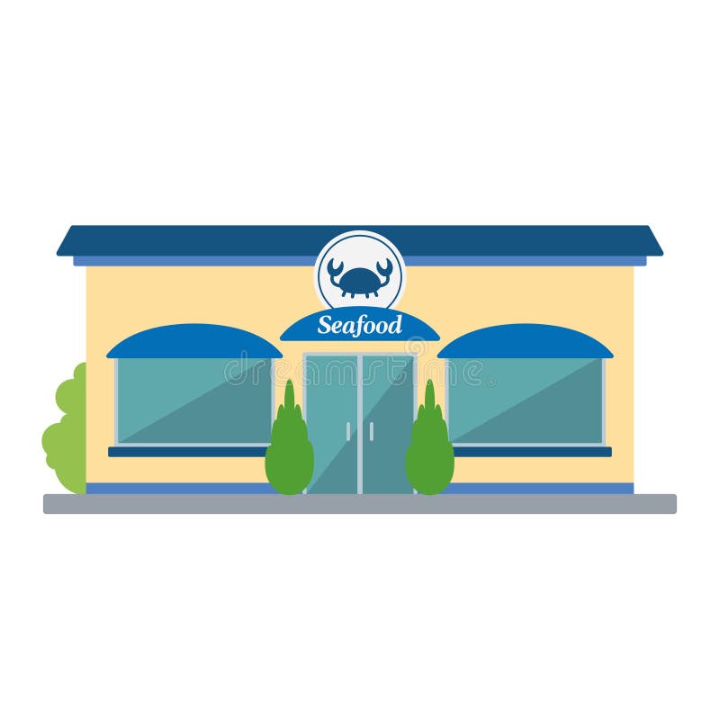 Isolated Front View Seafood Restaurant Building Vector Stock Vector ...