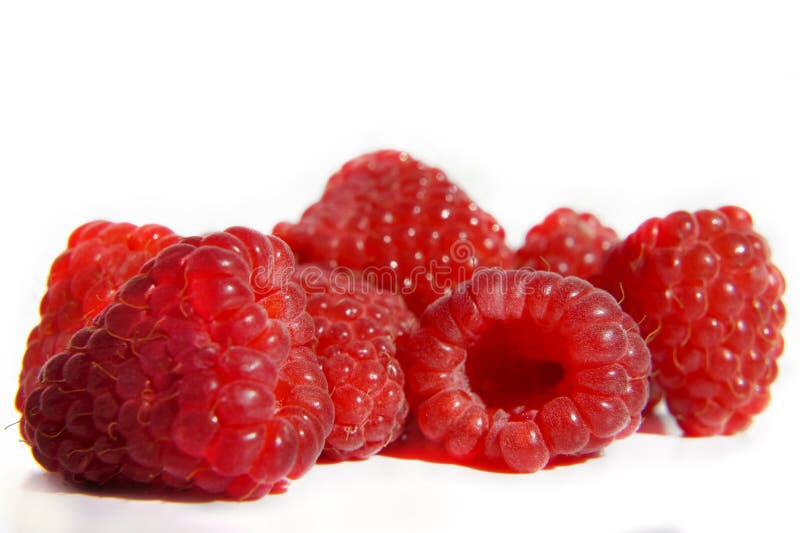 Red Raspberries on White Plate Stock Image - Image of raspberry ...