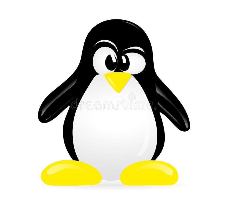 Isolated Funny Standing Penguin with Serious Emotion on the White ...