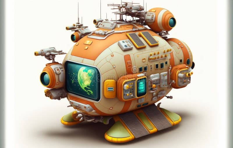 Isolated Future Space Station on White Background Stock Illustration ...