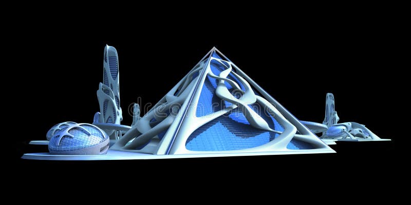 Isolated Futuristic Architecture Stock Illustration - Illustration of ...