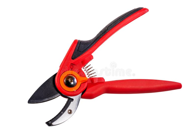 Isolated Garden Pruner with a Red Handle Stock Image - Image of ...