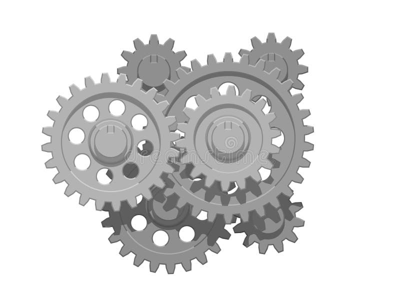 Isolated Gear Assembly on White Background Stock Vector - Illustration ...