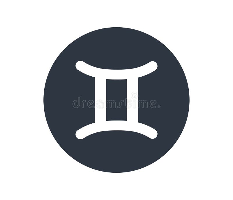 Isolated Gemini Astrological Sign in a Black Circle. Stock Vector ...