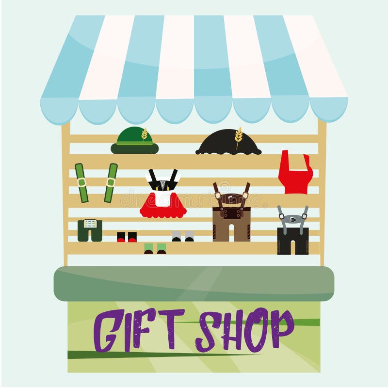 Isolated Gift Shop with Traditional German Objects Vector Stock Vector ...