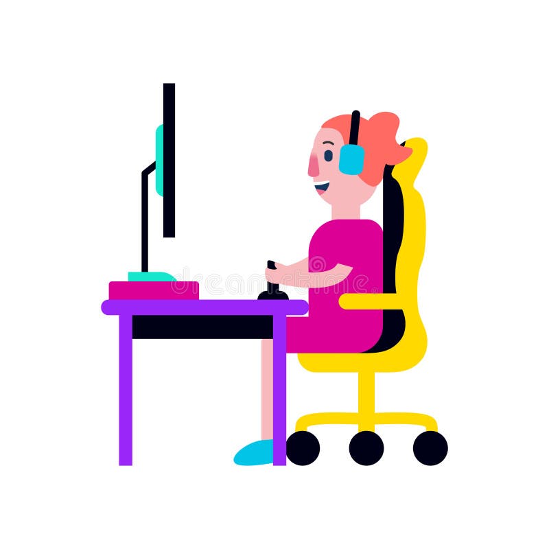 Isolated girl screen gamer stock vector. Illustration of technology ...