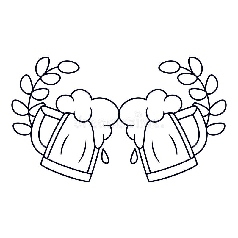 Isolated Glasses Beer Draw Oktoberfest Vector Illustration Stock Vector ...