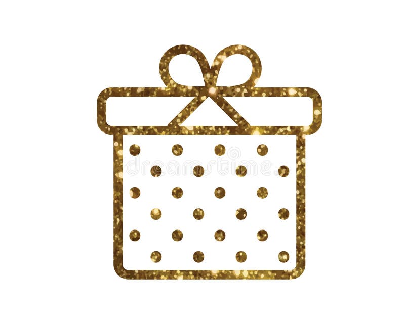 Isolated Glitter Golden Holiday Gift Box Icon Stock Vector ...