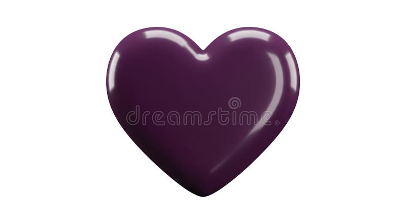 Isolated Glossy Deep Purple Heart Shape on a Clean White Backdrop Stock ...