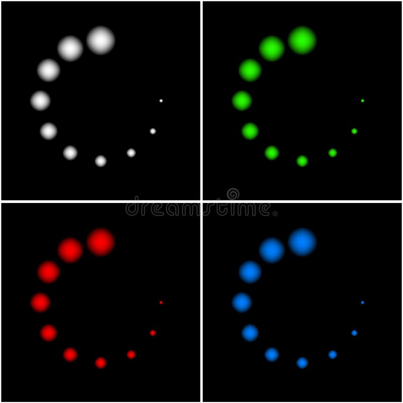 Isolated Glow Color Of Buffering, Loading Icon Set On Black And White ...