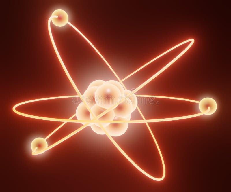 Isolated Glowing Atom in the Black Background Stock Illustration ...