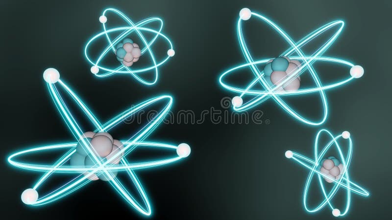 Isolated Glowing Blue Atom Molecule Stock Illustration - Illustration ...