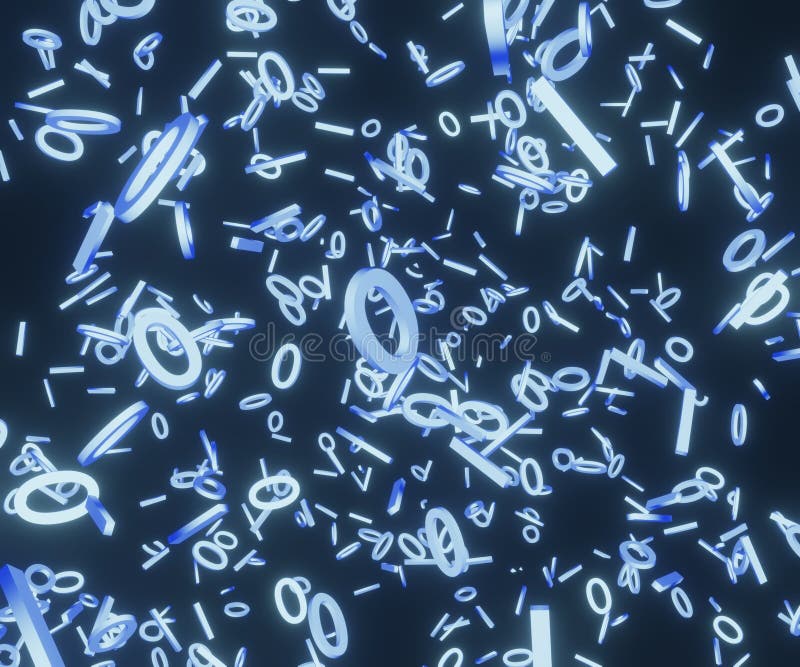 Glowing Scattered Binary Number Zero and One Stock Illustration ...