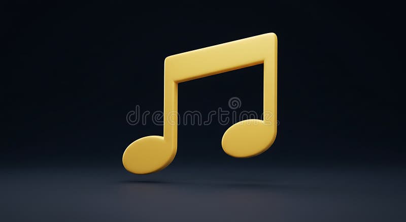 Isolated Gold Musical Note Floating Against Dark Background Stock ...